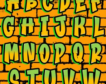 36 PNG Graffiti Letters Alphabet PNG Transparent Background, Cricut, Silhouette, Sublimation ...