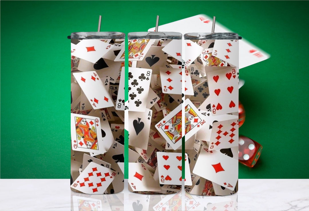 Falling Gaming Cards, Poker Cards, Illusions Wrap Around Tumbler and ...