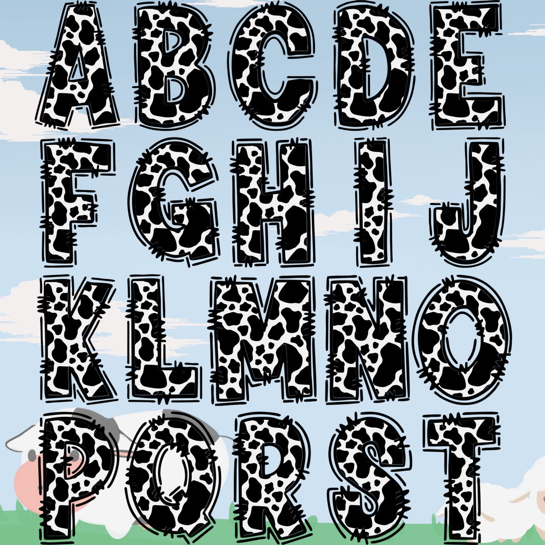 Cow Print Letters Alphabet PNG Transparent Background, Cricut ...