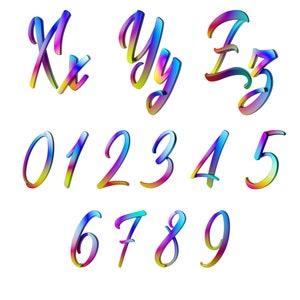 3d Rainbow Cursive Letters Alphabet PNG Transparent Background/cricut ...