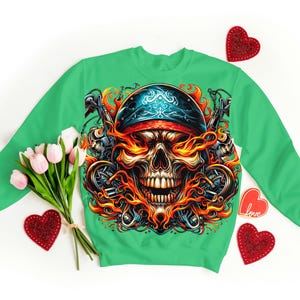 Fire Biker Skeleton PNG, Urban Sublimation Design, Cool Biker Skull ...