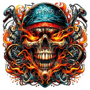 Fire Biker Skeleton PNG, Urban Sublimation Design, Cool Biker Skull ...