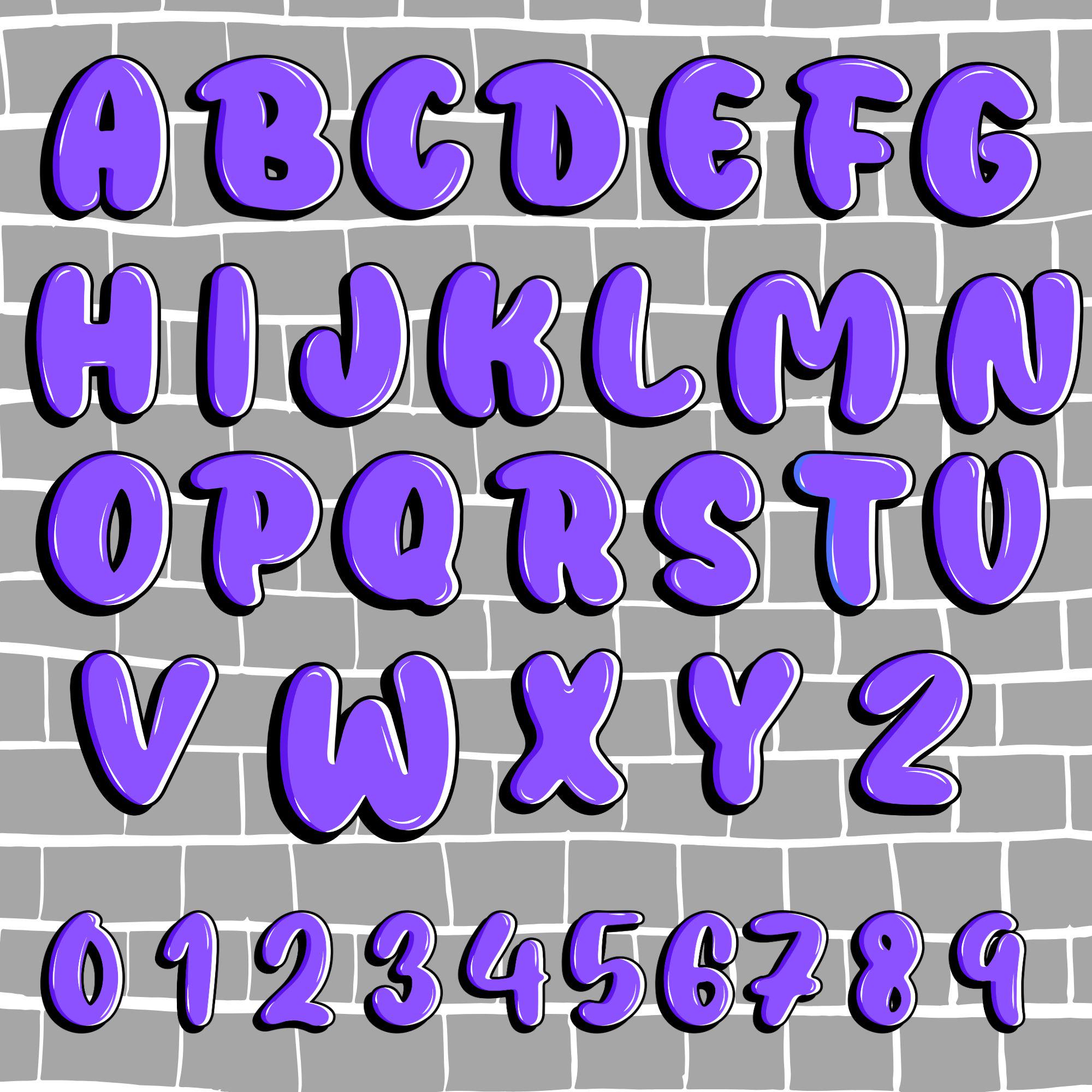 Letras De Burbujas Del Alfabeto De Graffiti Que Se Pueden Imprimir