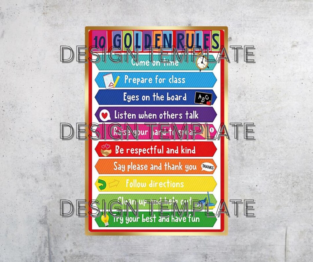 Golden Rules Poster, Digital Art, Digital Poster Design, Sublimation ...