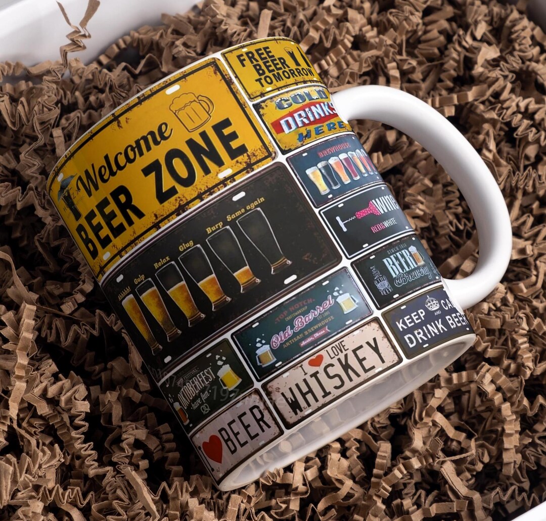 Beer Zone Mug Wrap Around Digital Mug Design 11oz, 15oz, Sublimation ...