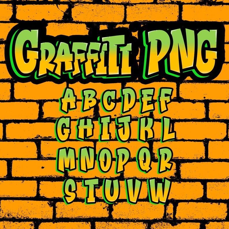 48 PNG Graffiti Letters Alphabet V18 PNG Transparent - Etsy