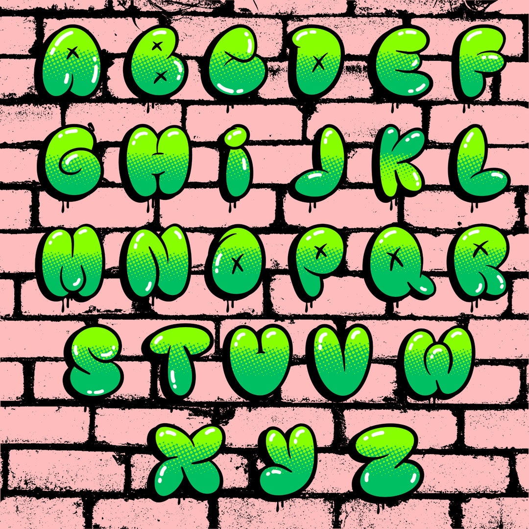 26 PNG Letras de Graffiti Verde Alfabeto PNG Fondo Transparente, Cricut ...