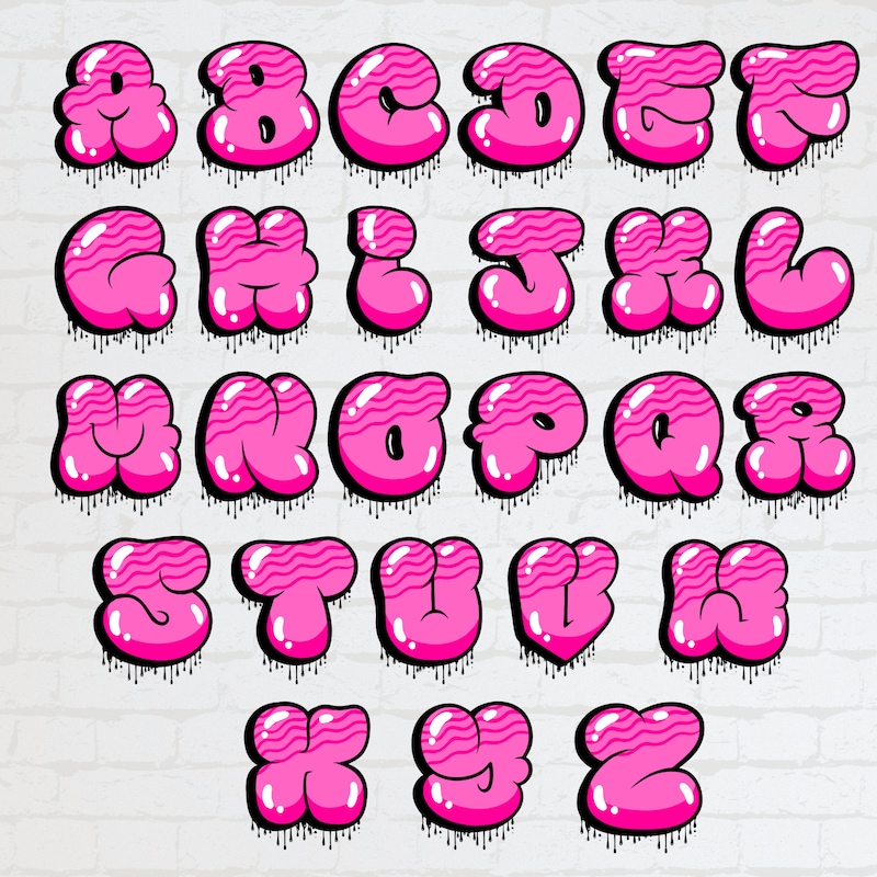 Pink Bubble Letters - Etsy