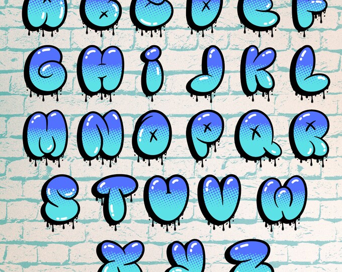26 PNG Graffiti Letters Alphabet V6.2 PNG Transparent Background, Cricut, Silhouette ...