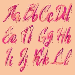 3d Dripping Cursive Letters Alphabet PNG Transparent - Etsy