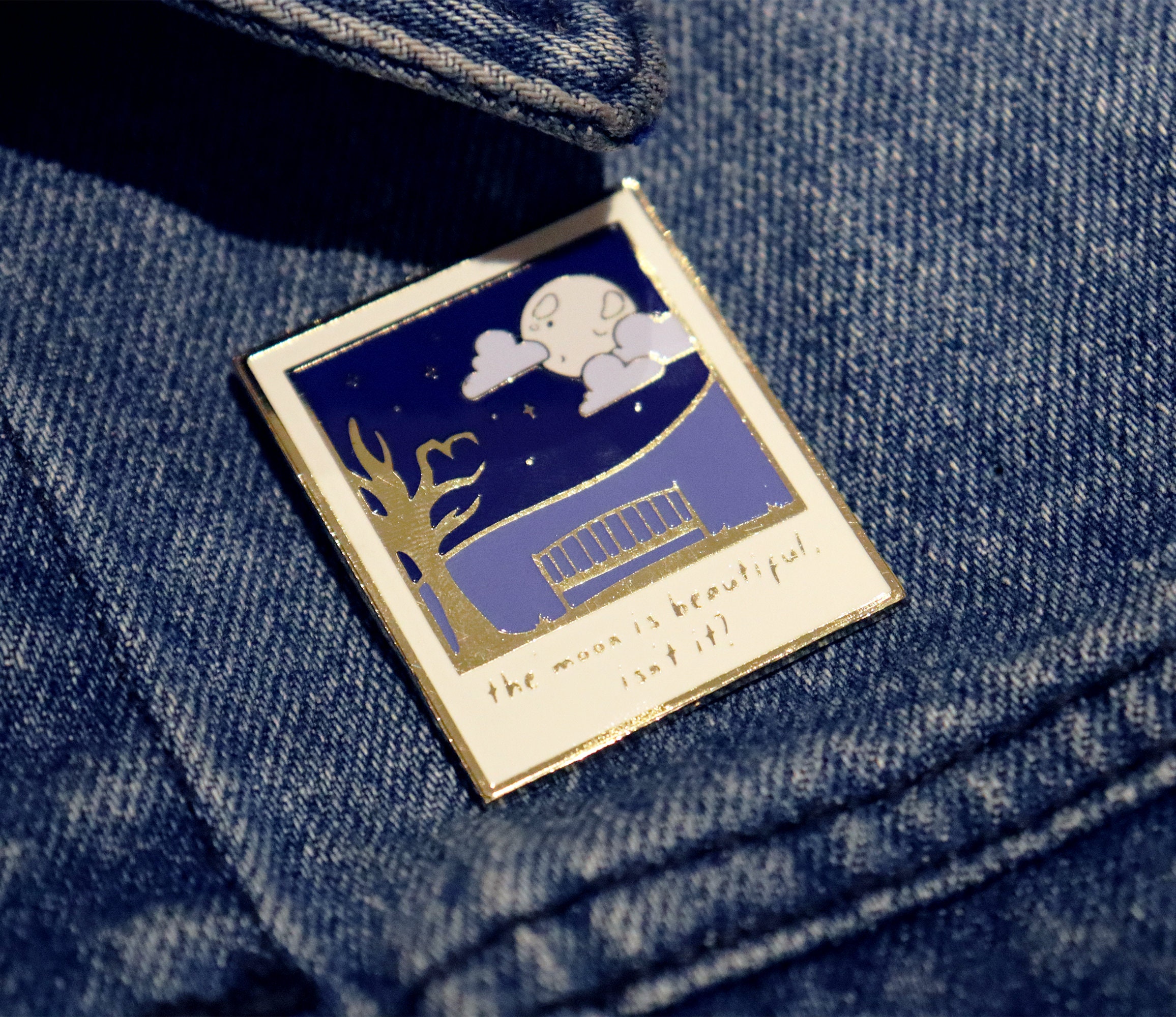 Moon Sunset Polaroid Gold Hard Enamel Pin - Etsy