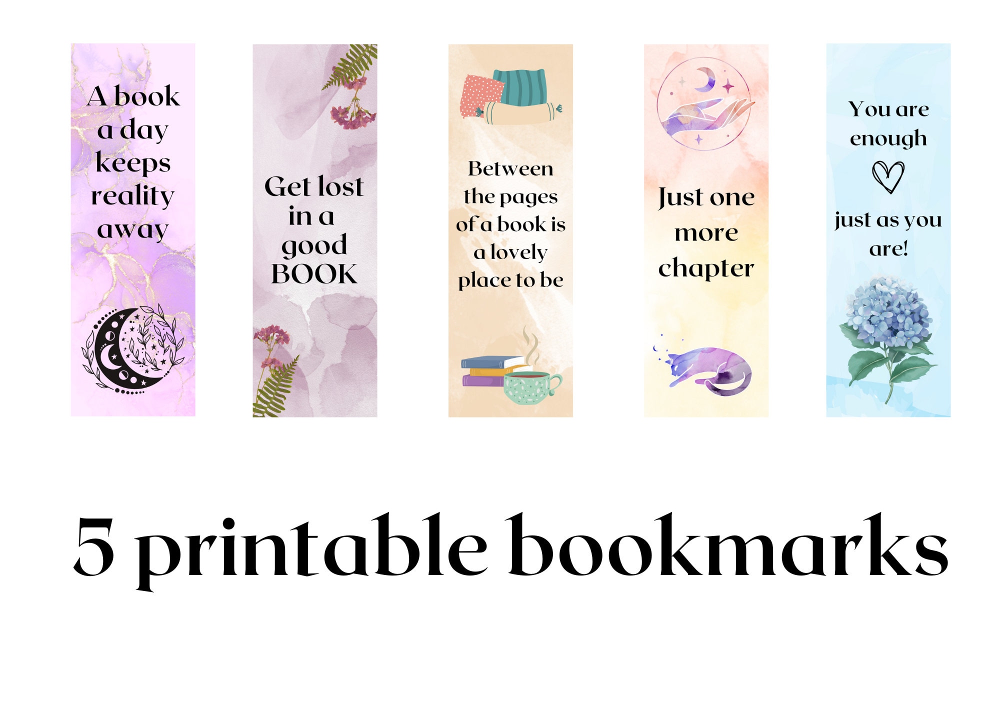 Printable Bookmarks, Bookmark Set, Floral Bookmark, Bookmark - Etsy