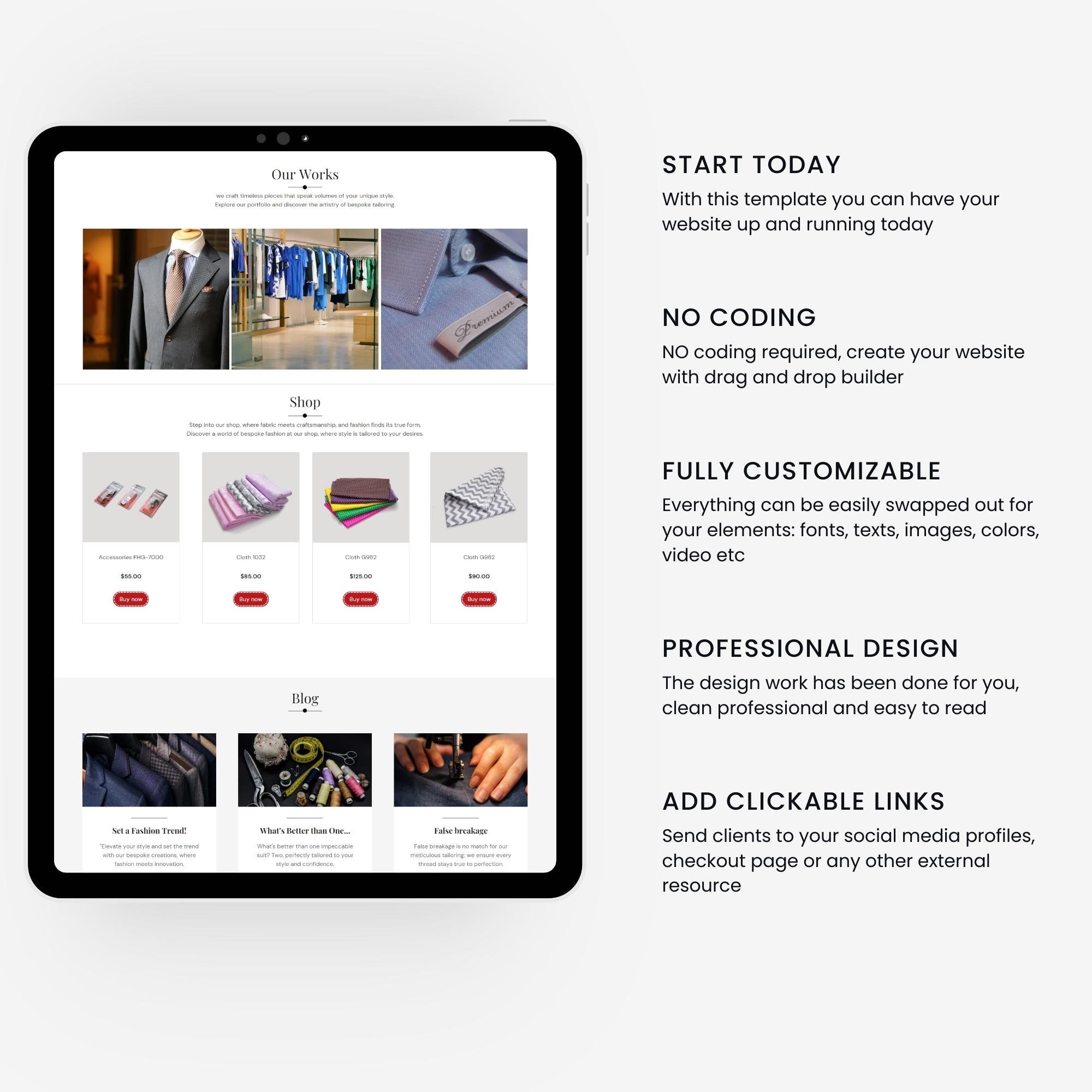 Tailor Website Template Canva Website Dressmaker Fashion Designer ...