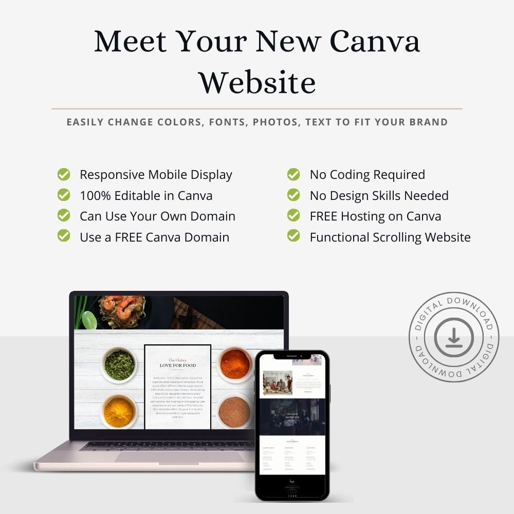 Restaurant Canva Website | Chef Website | Editable Website Template ...