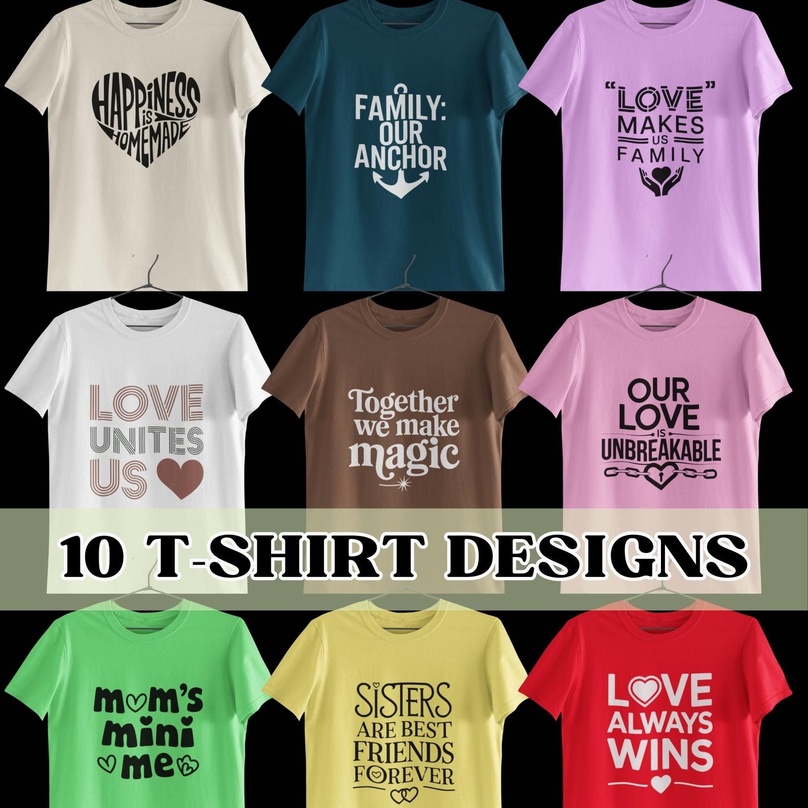 10 T Shirt Design Bundle, Family Tshirt Designs, Printable Designs, T ...