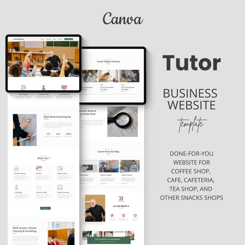 Teacher Canva Website Tutor Website Canva Website Template Business ...