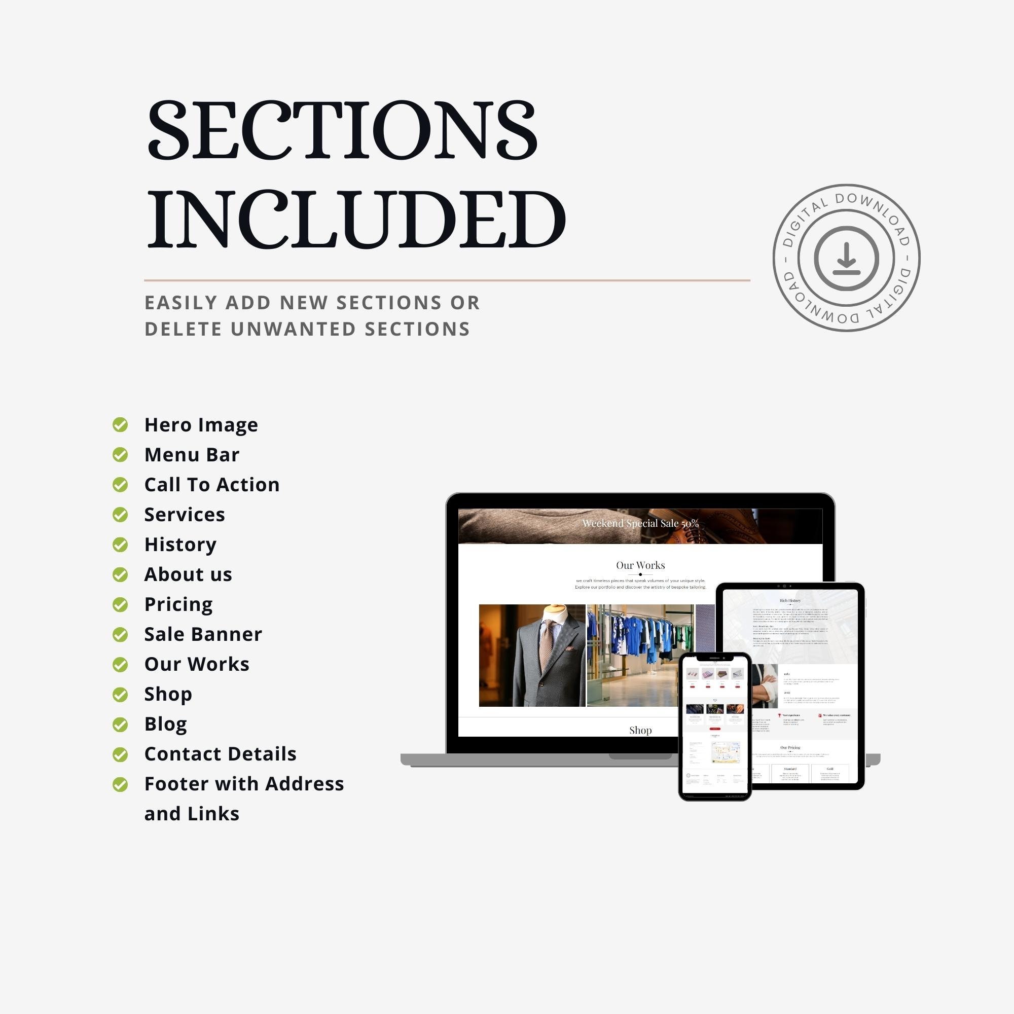 Tailor Website Template Canva Website Dressmaker Fashion Designer Business Website Canva ...