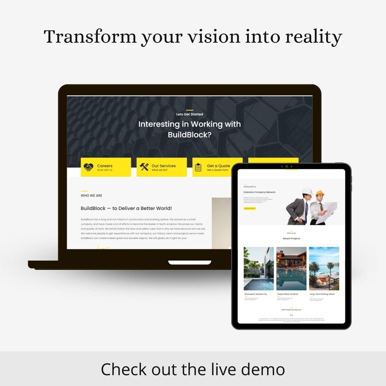 Construction Website Template Canva Website Canva Template Builder ...