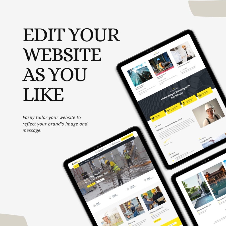 Construction Website Template Canva Website Canva Template Builder ...