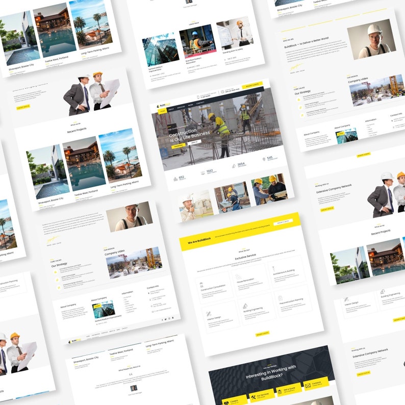 Construction Website Template Canva Website Canva Template Builder ...