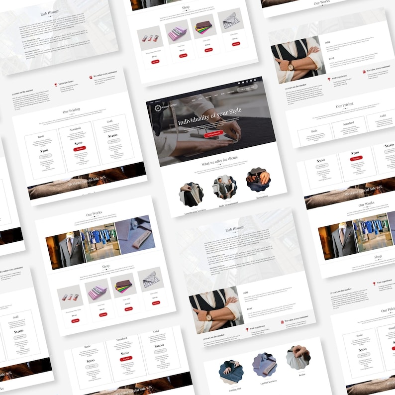 Tailor Website Template Canva Website Dressmaker Fashion Designer Business Website Canva ...
