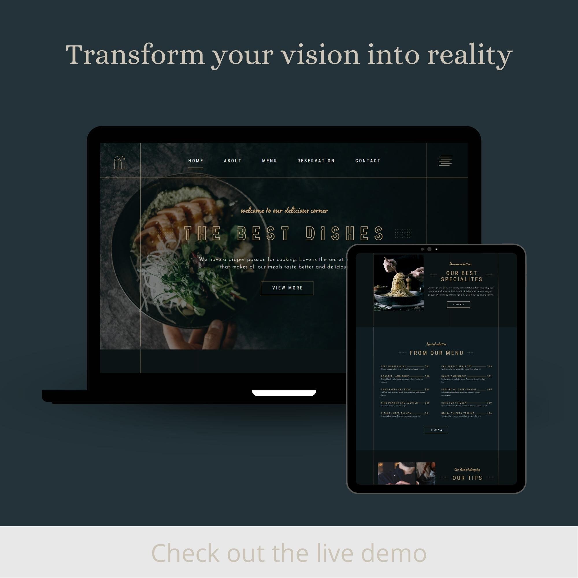 Restaurant Canva Website Chef Website Canva Website - Etsy