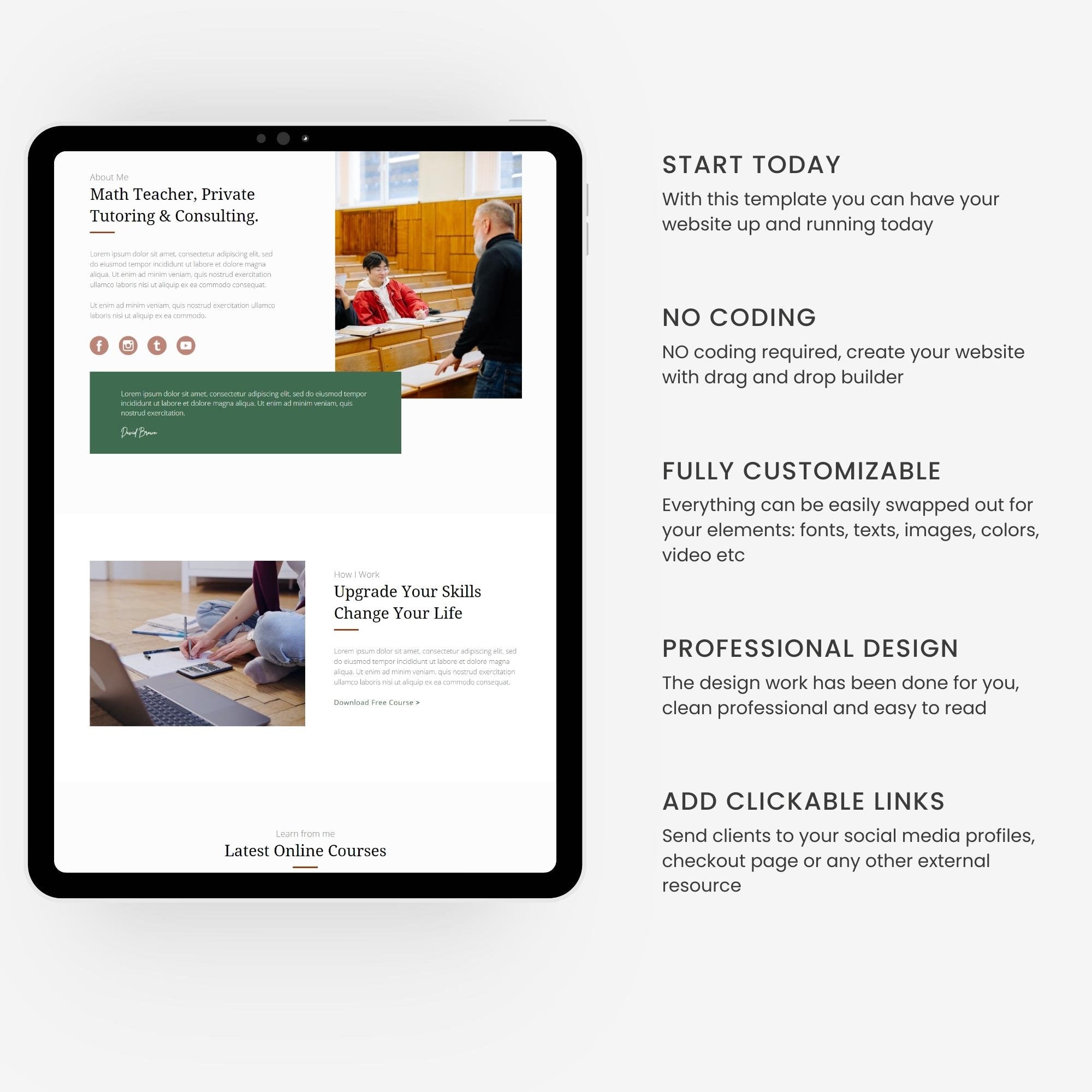 Teacher Canva Website Tutor Website Canva Website Template Business ...