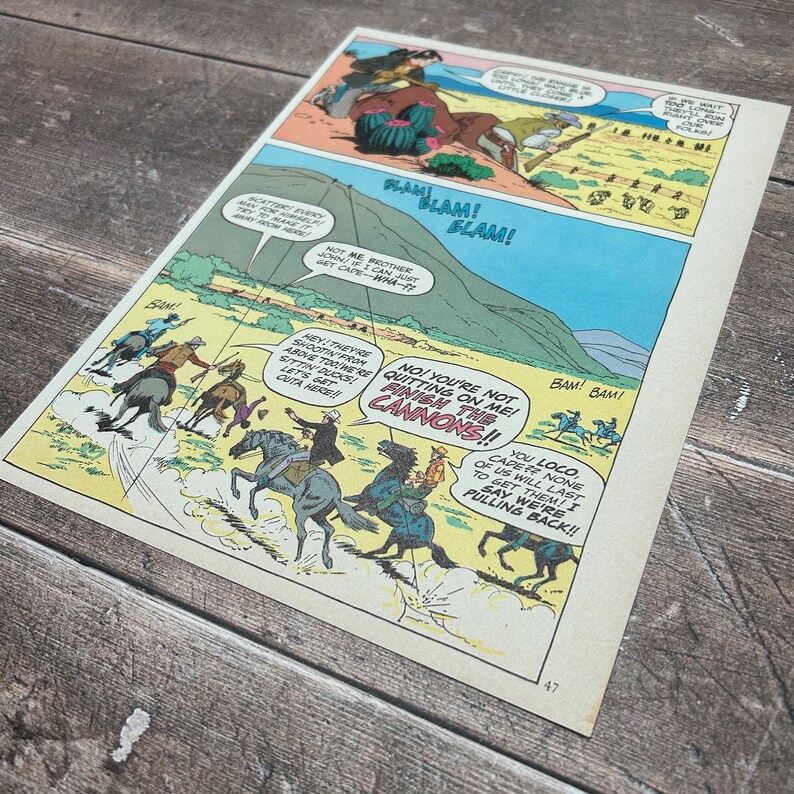 Vintage Children's Book Illustration Comic Cowboy Wild West Blam! - Etsy