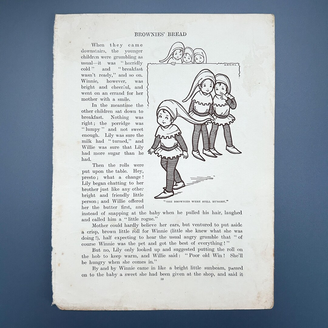 Vintage Children's Book Illustration H.G.C Marsh Lambert Brownies' Bread Salvaged Artwork - Etsy