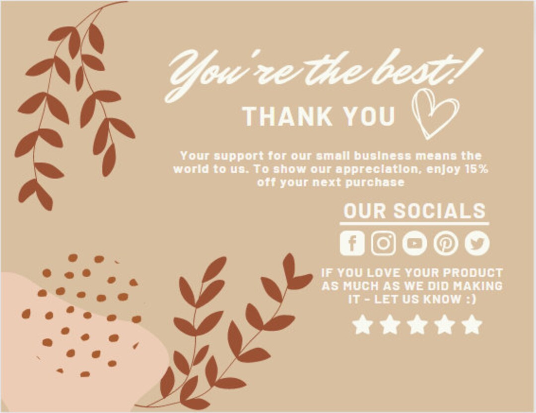 Business Thank You Card Canva Template Fully Customizable Etsy