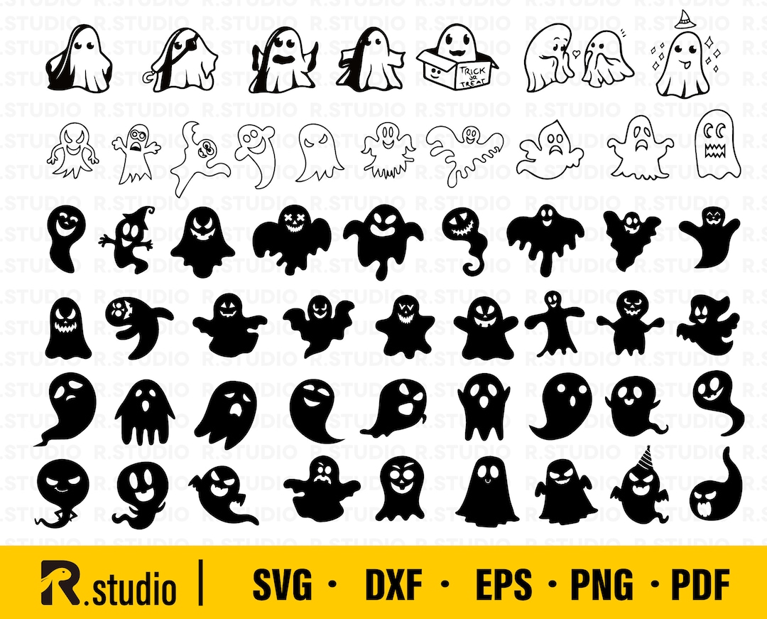 53 Ghost SVG/ Cute Ghost Svg/ Spooky Ghost Svg/ Casper Face Svg ...