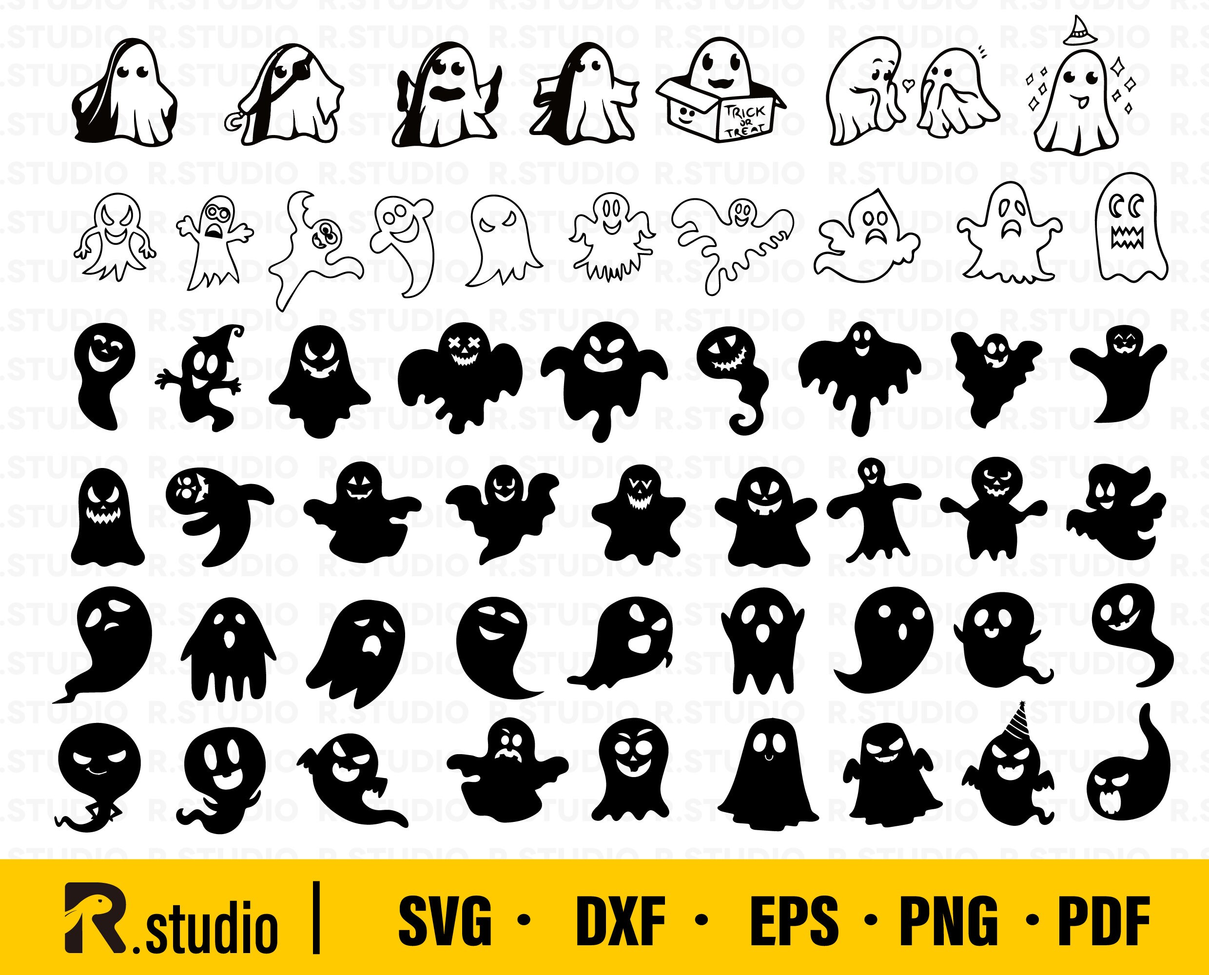 53 Ghost SVG/ Cute Ghost Svg/ Spooky Ghost Svg/ Casper Face - Etsy