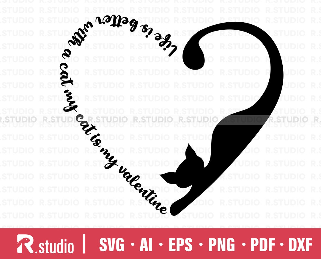 Cat Heart Svg Files/ Cut File/ Cricut/ Cat is My Valentine SVG ...