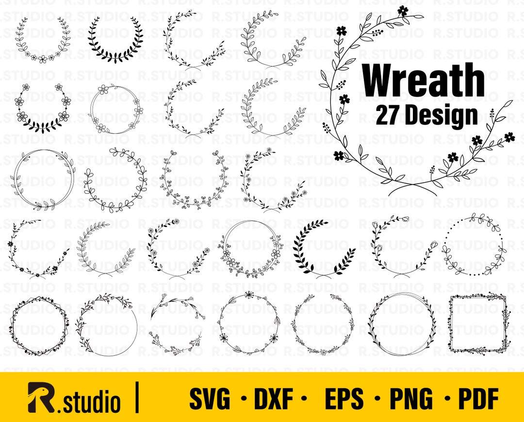 Wreath Svg Files/ Floral Frame Svg/ Eps/ Png/ Circle Frame Svg/ Flower ...