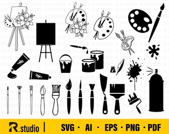 Painting SVG/ Paint Brush SVG/ Painting Clipart/ Cut Files/ Silhouette ...