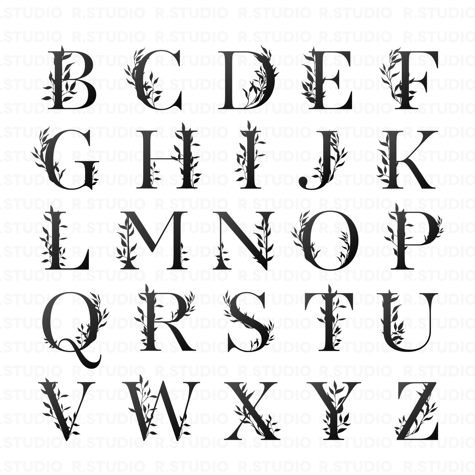 26 Letters Svg Files/ Flowers SVG Bundle/ Monogram SVG/ Floral - Etsy