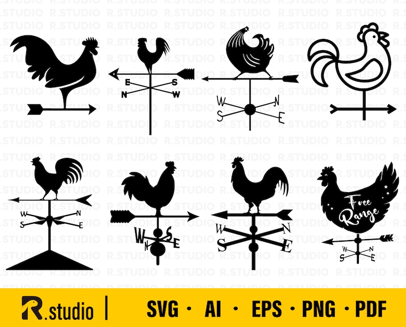 Rooster Svg File/ Farm Animals Svg/ Rooster Silhouette/ - Etsy