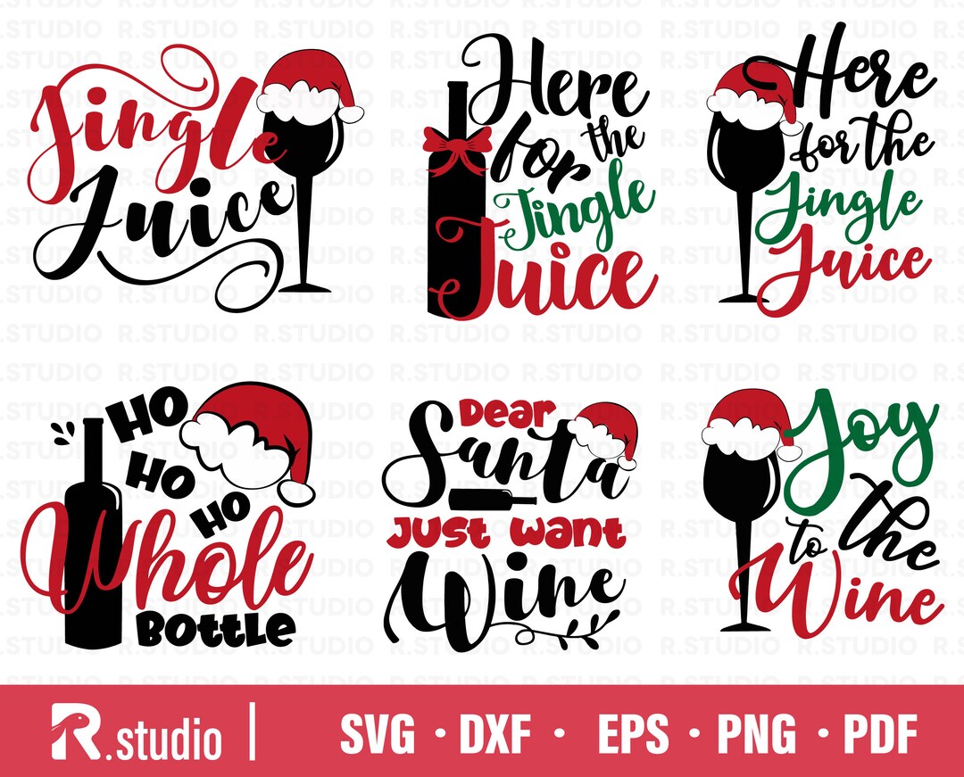 Christmas SVG Files/ Christmas Wine Svg Bundle/ Holiday Svg/ Jingle ...