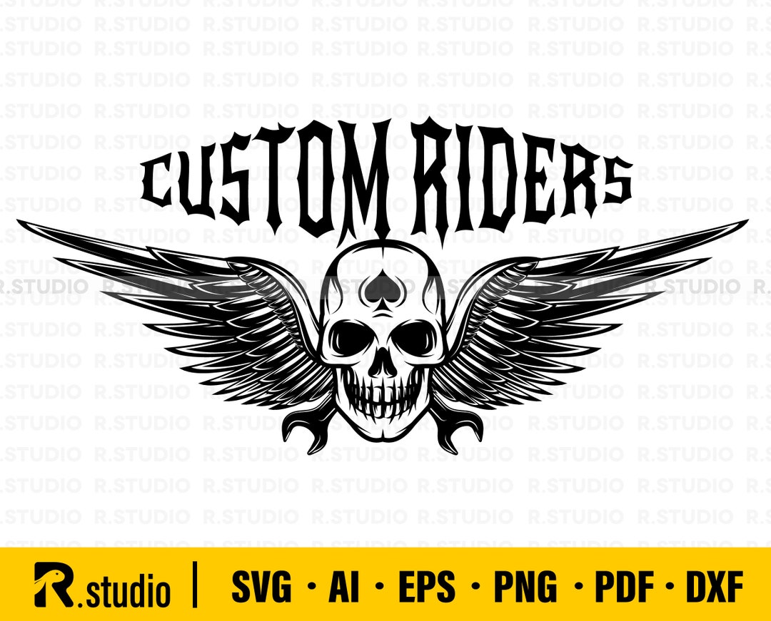 Custom Rider SVG/ Vintage Biker Skull SVG/ Dxf Eps Png/ Skeleton ...