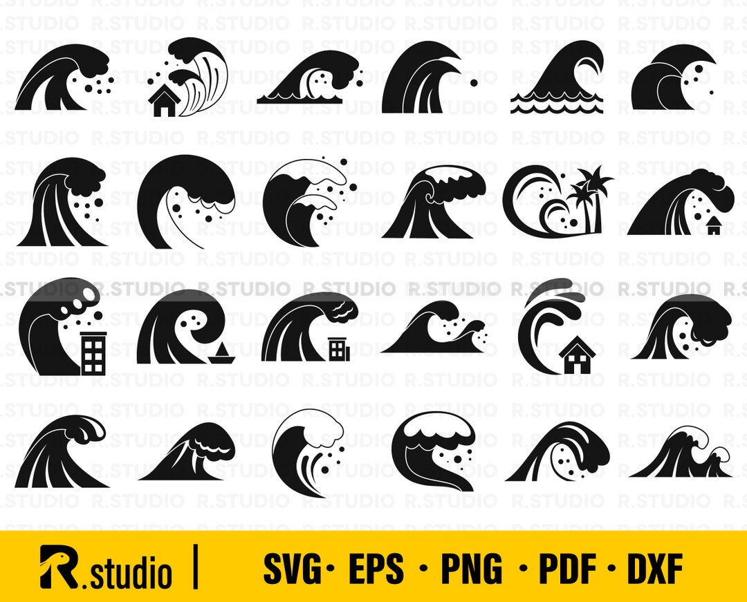 24 Tsunami SVG / Sea Waves Svg / Ocean Waves Svg / Clipart / Cut Files ...
