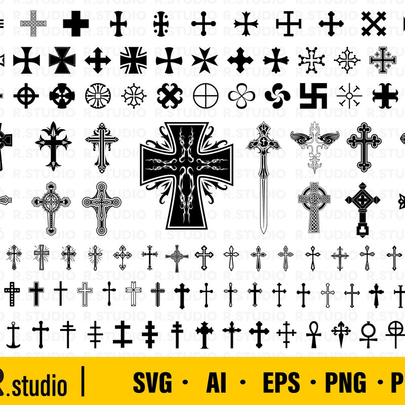 Chrome Heart Cross Svg - Etsy