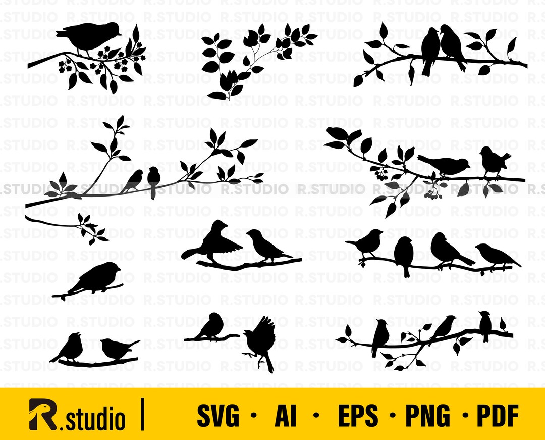 Birds on Branches Svg/ Flock of Birds SVG/ Clipart/ Birds SVG ...