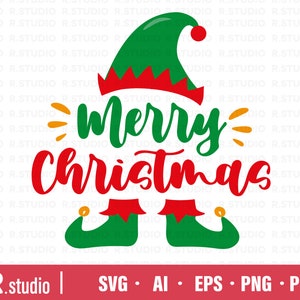 Merry Christmas SVG File/ Elf SVG/ Christmas Svg/ Hand-lettered ...