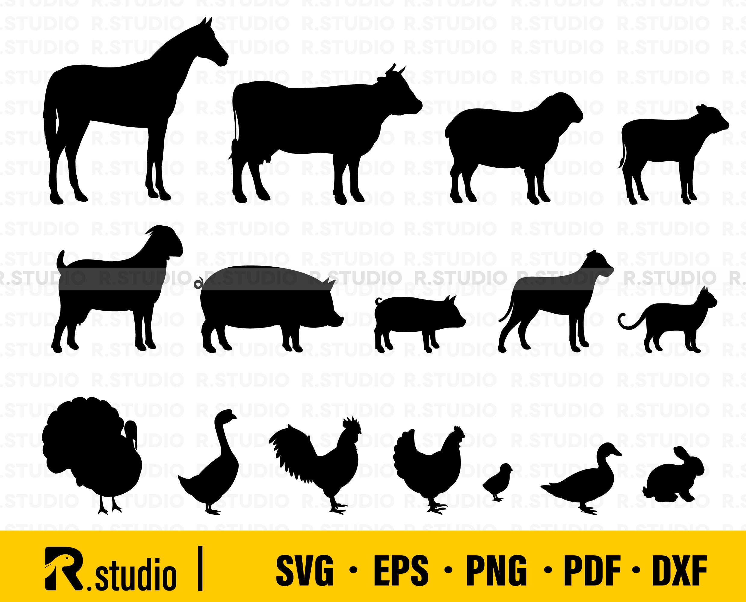 16 Farm Animals SVG Files/ Animal Svg/ Silhouette/ Farm Life - Etsy UK