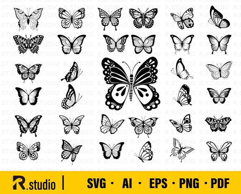 33 Butterfly SVG Files/ Png/ EPS/ Pdf/ Ai/ Cute Butterfly Svg/ - Etsy