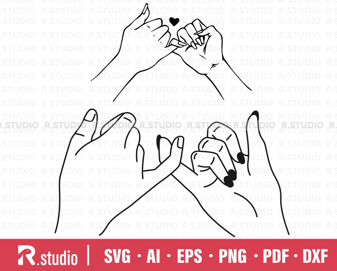 Pinky Promise SVG/ Holding Hands/ Valentine's Day SVG/ Hearts Customize Gift Svg/ Decal/ T-shirt ...