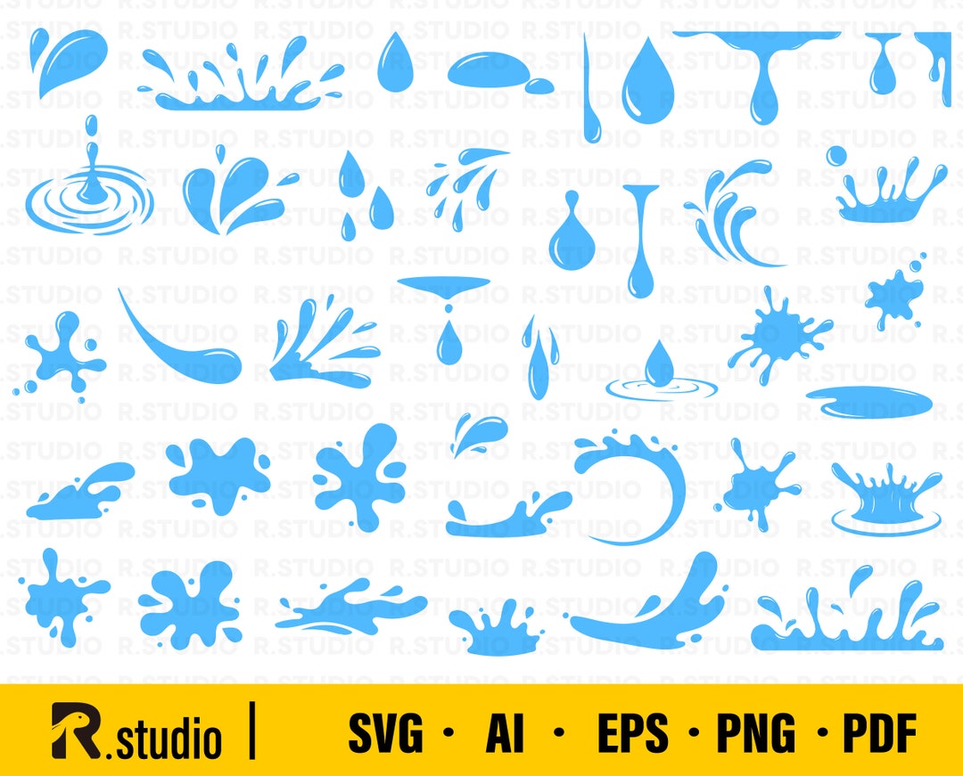 40 Water Drops SVG Files/ Water Drops Svg/ Splashing Water Clipart ...