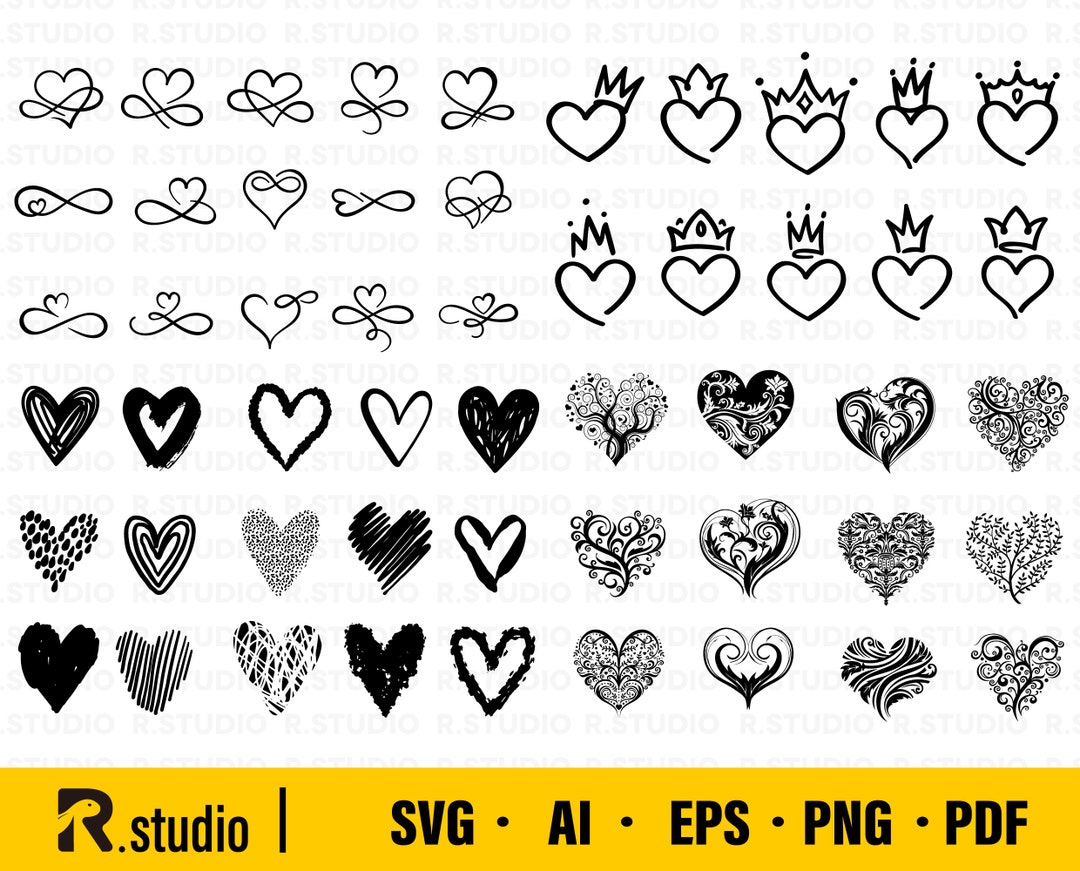 Valentine Svg/ Hand Drawn Heart SVG/ Doodle Hearts Svg/ Leopard Heart ...