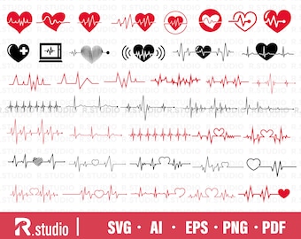 Heart Rate Clip Art Svg Heartbeat Cutting File (Instant Download) - Etsy