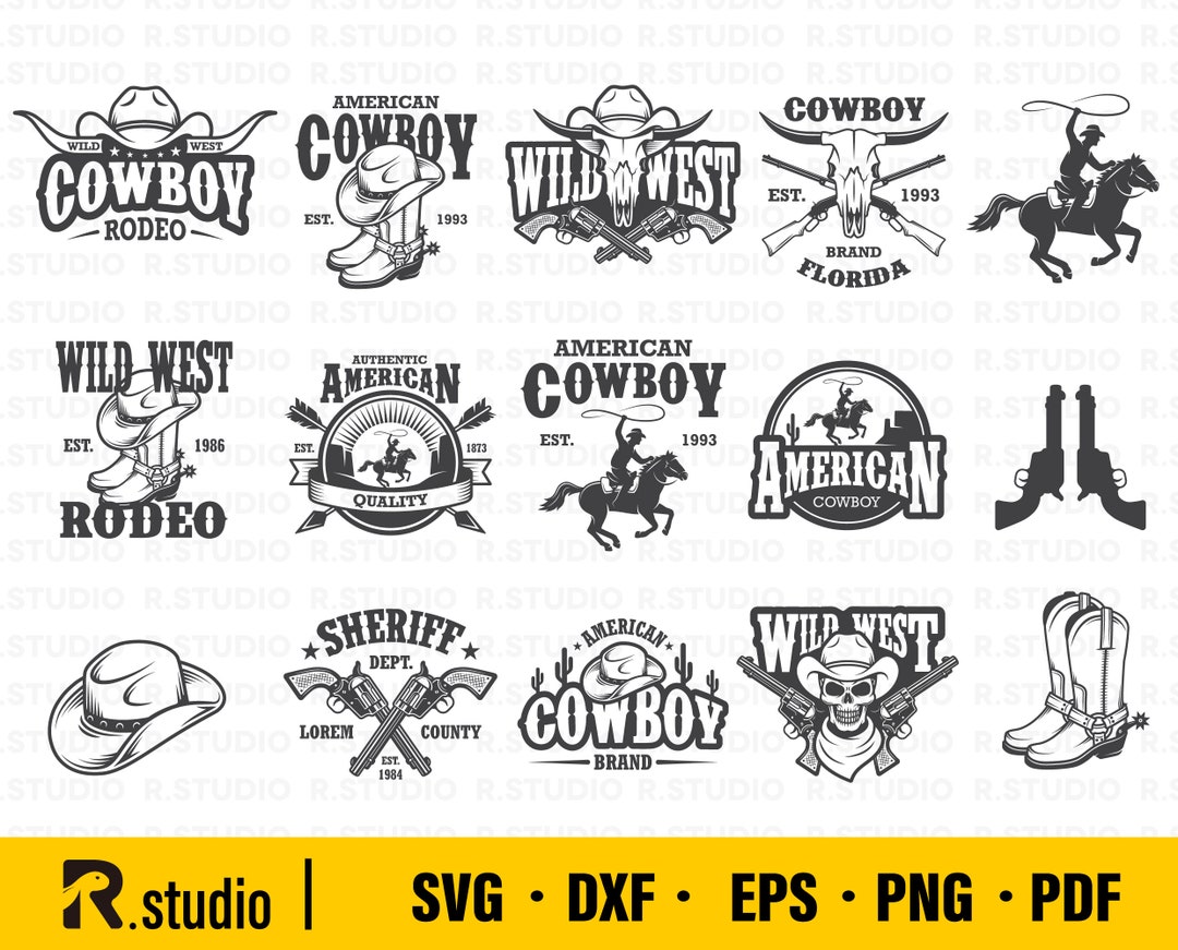 COWBOY BUNDLE SVG/ Cowboy Svg/ Rodeo Svg/ Cowboy Hat, Guns, Boots Svg ...
